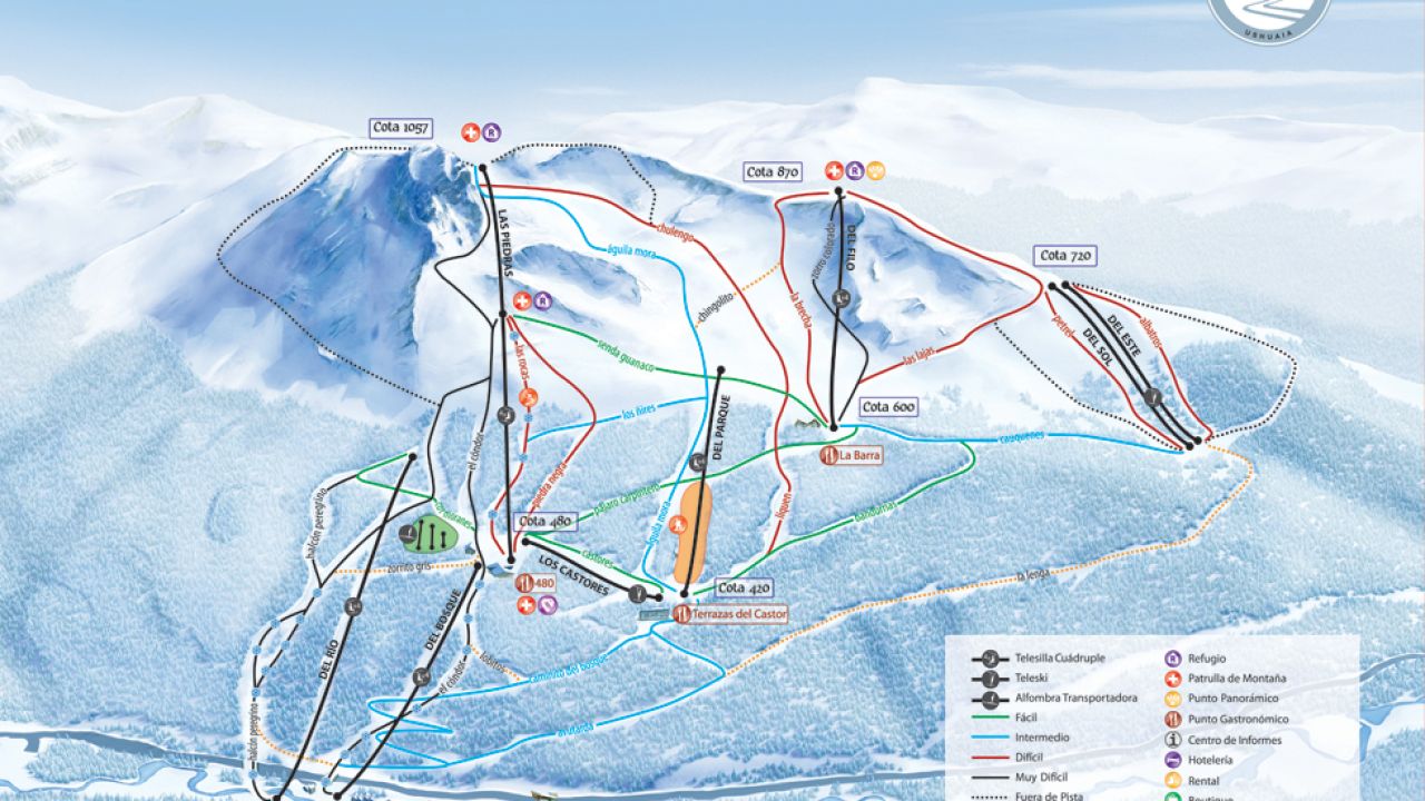 Mapa de pistas del cerro Castor | Weekend