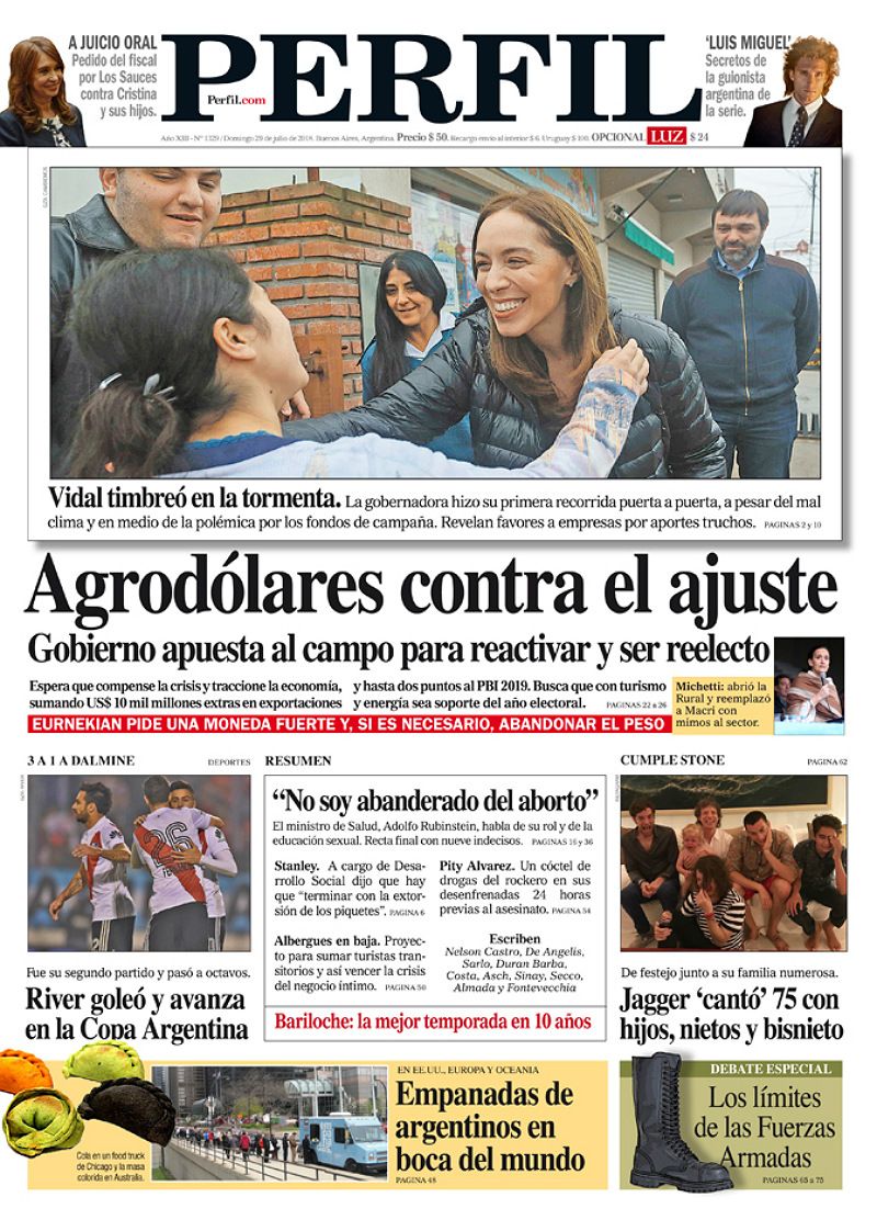 La tapa de Diario Perfil de este domingo 29 de julio | Perfil