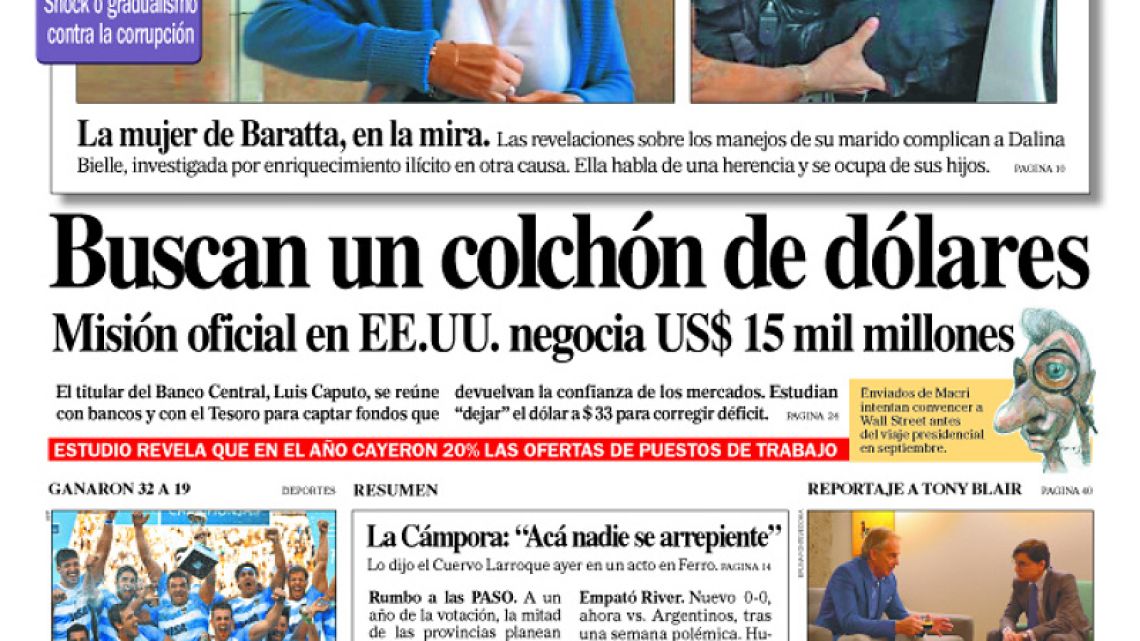 Portada del Diario PERFIL de este domingo | Perfil