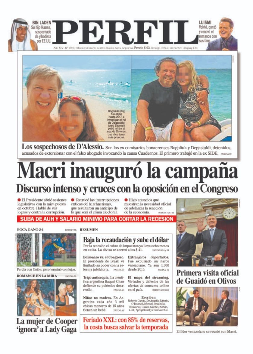 La tapa del Diario PERFIL de este sábado | Perfil