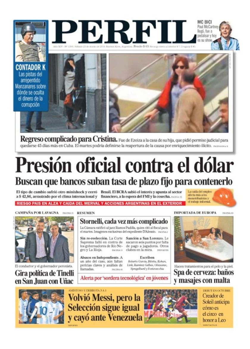 La tapa del Diario PERFIL de este sábado | Perfil