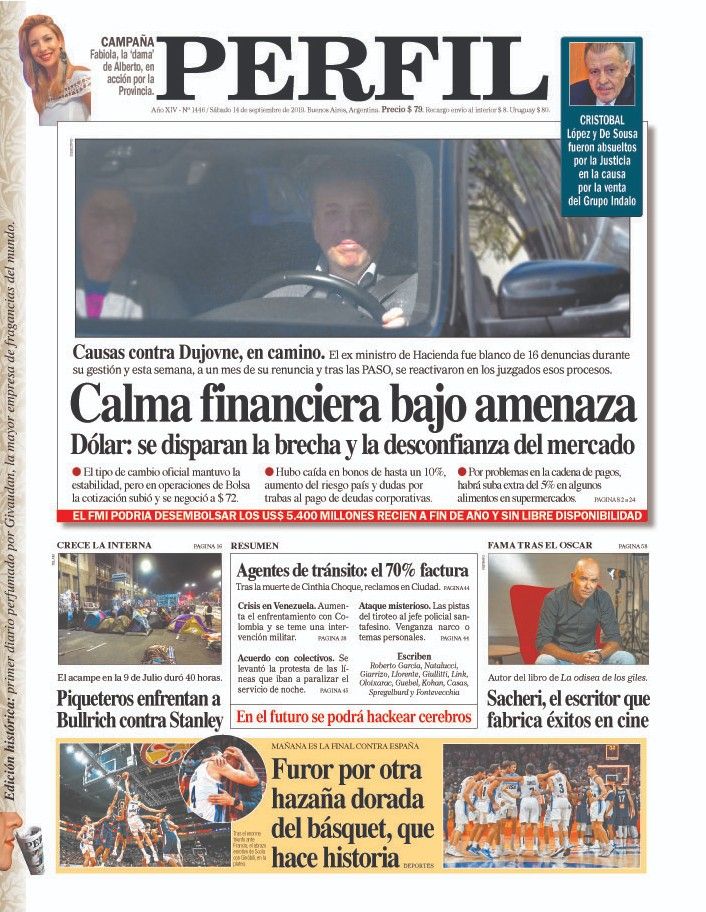 La tapa de Diario PERFIL de este sábado | Perfil