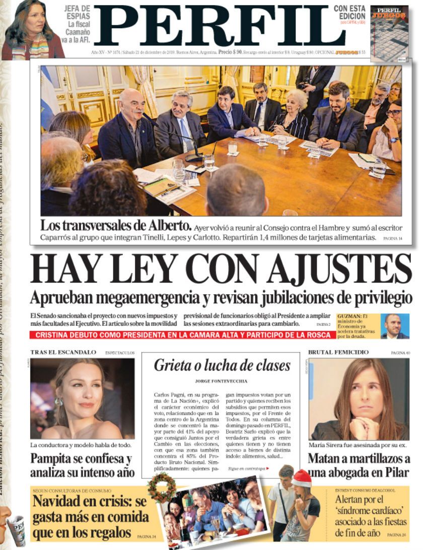 La tapa de este sábado 21 de diciembre de Diario Perfil | Perfil