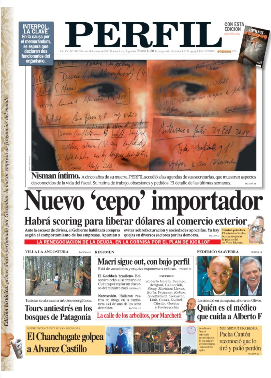 La tapa de diario PERFIL de este sábado 18 de enero | Perfil