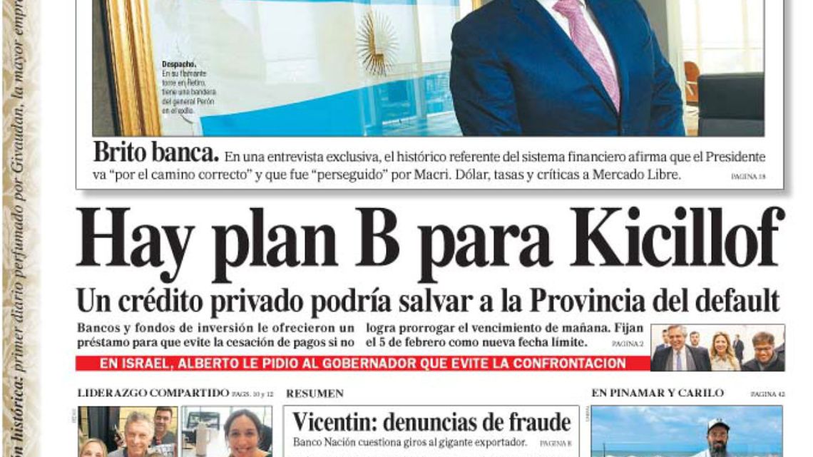 La tapa de diario PERFIL de este sábado 25 de enero | Perfil