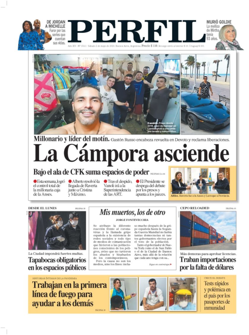 La tapa de diario PERFIL de este sábado 2 de mayo de 2020 | Perfil