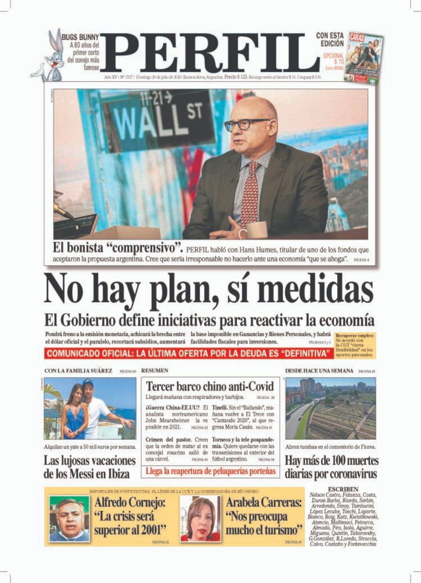 La tapa de Diario PERFIL de este domingo 26 de julio de 2020 | Perfil