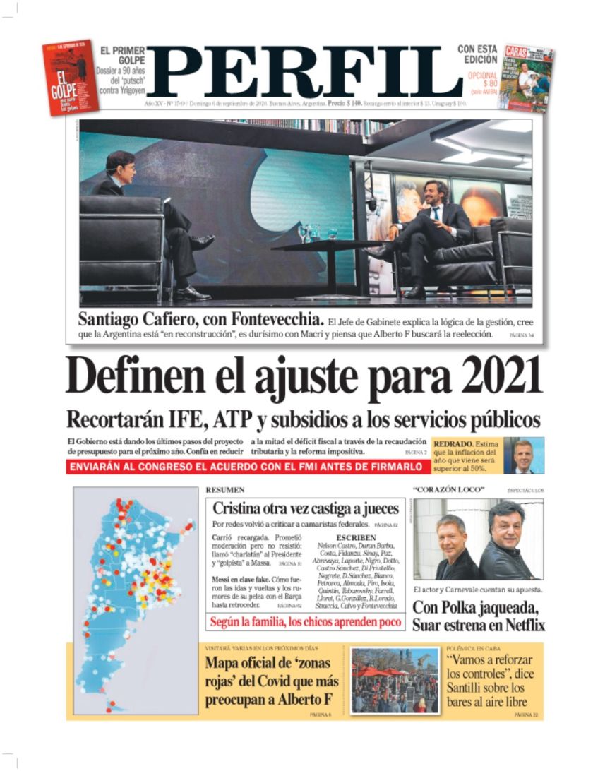 La tapa de Diario PERFIL de este domingo 6 de septiembre de 2020 | Perfil