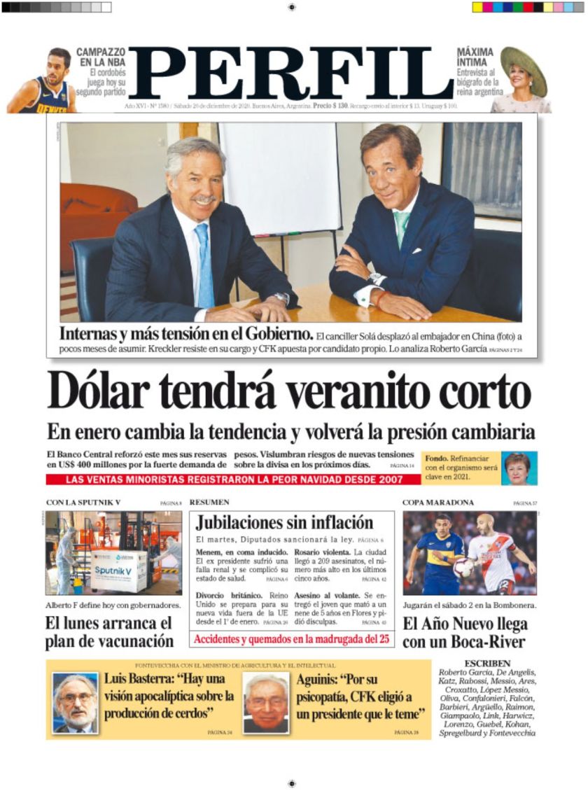 La tapa de Diario PERFIL de este sábado 26 de diciembre de 2020 | Perfil