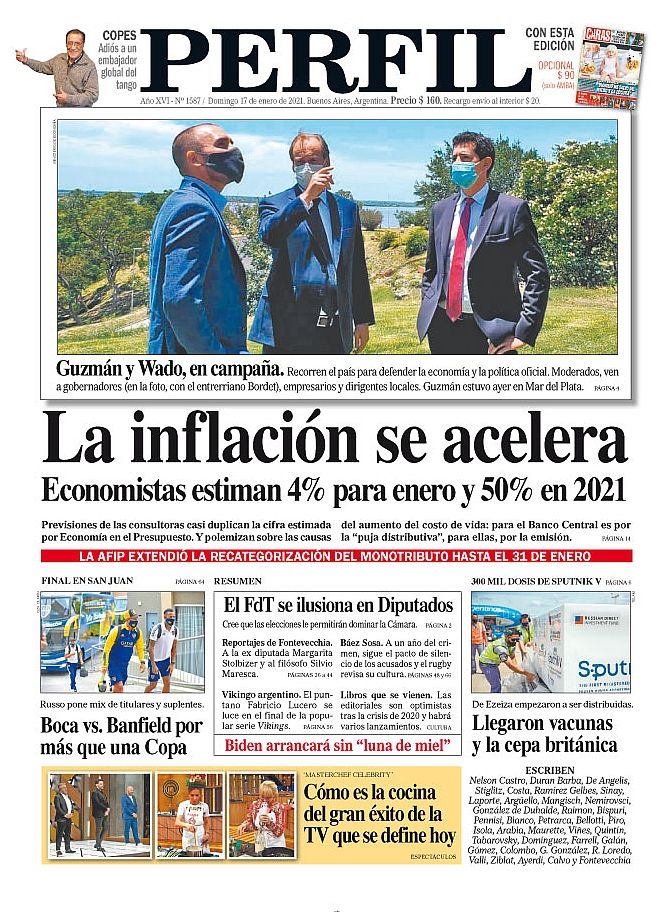 La tapa del Diario PERFIL de este domingo 17 de enero de 2021 | Perfil