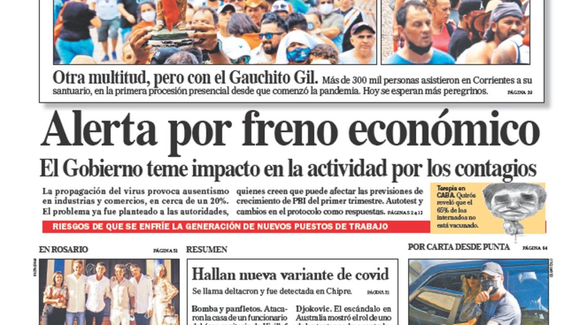 La tapa del Diario PERFIL del domingo 9 de enero de 2022 | Perfil