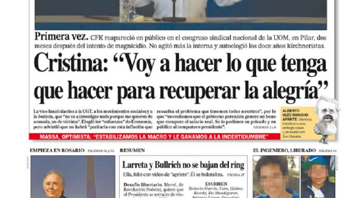 La tapa del Diario PERFIL de este sábado 5 de noviembre de 2022 | Perfil