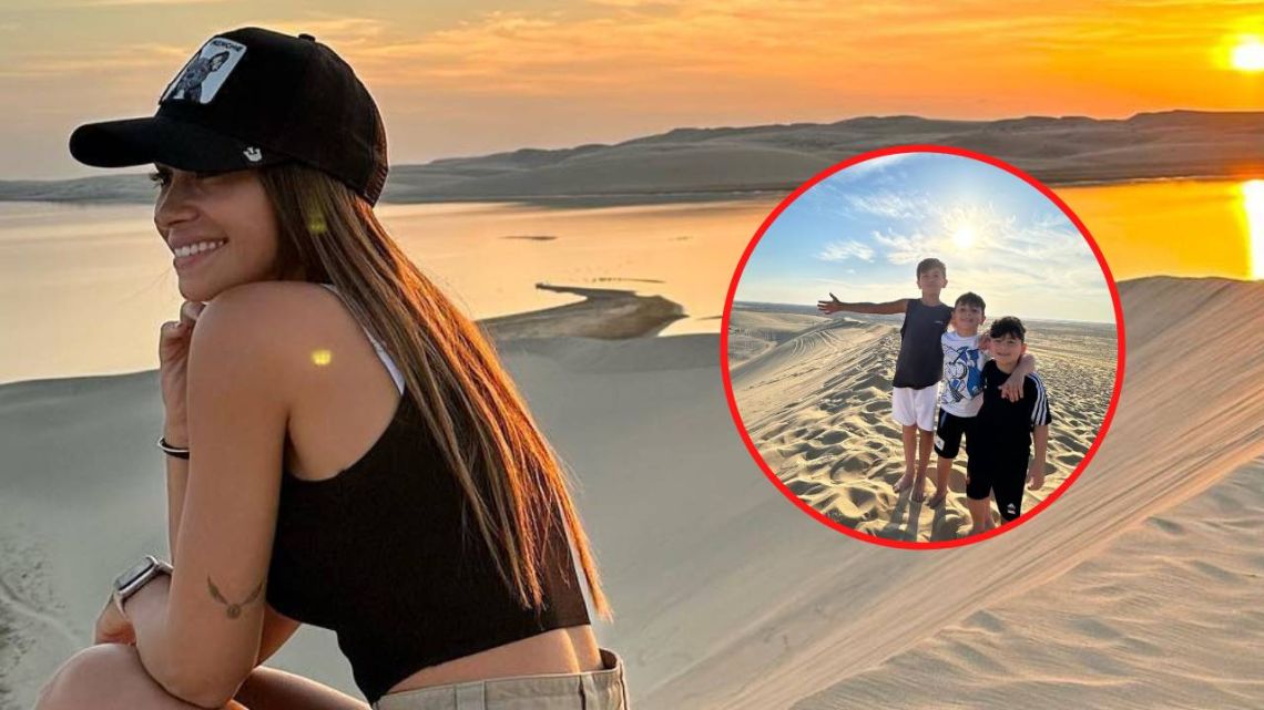 Antonela Roccuzzo paseó por el desierto de Qatar junto a sus hijos | Caras