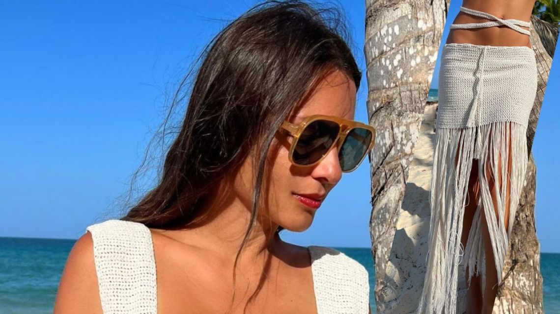 Pampita lució un conjunto en crochet con flecos | Caras