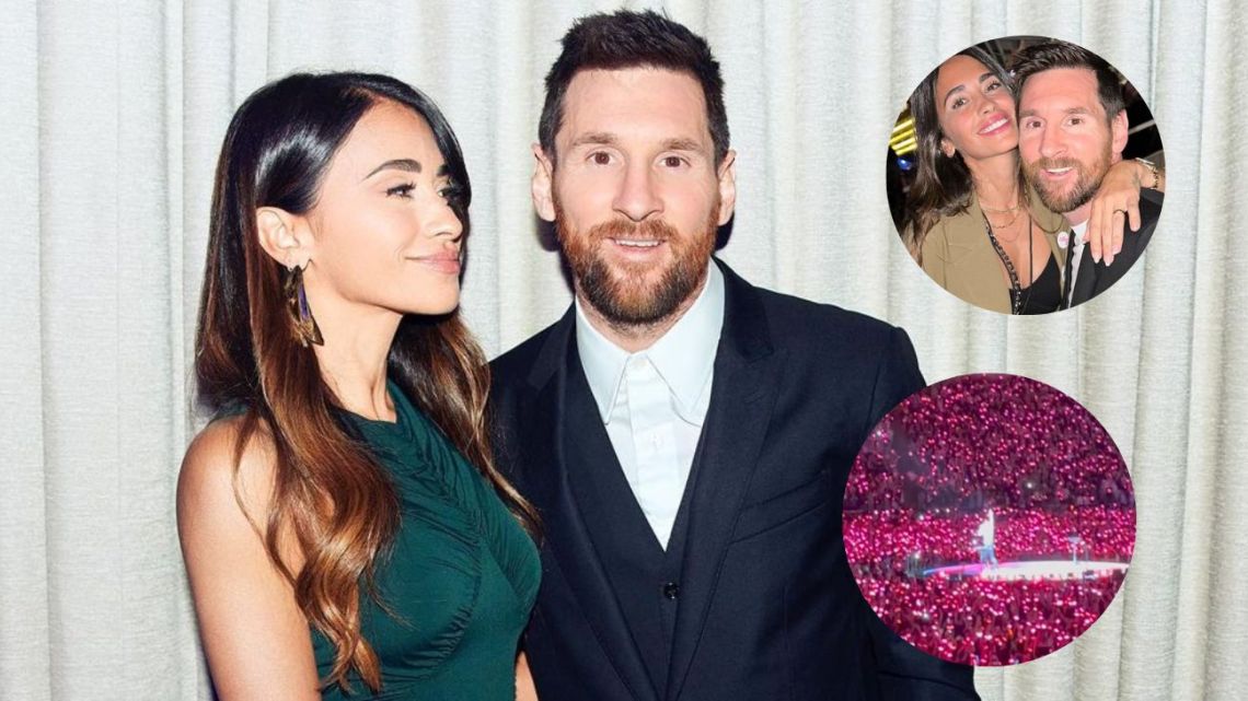 Antonela Roccuzzo y Lionel Messi cariñosos en el concierto de Coldplay ...