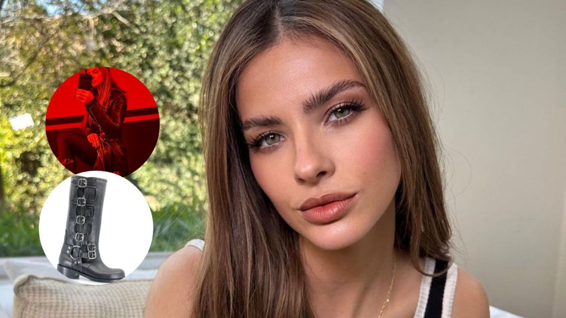 La China Suárez posó con un gabán de cuero negro y botras de hebillas ...