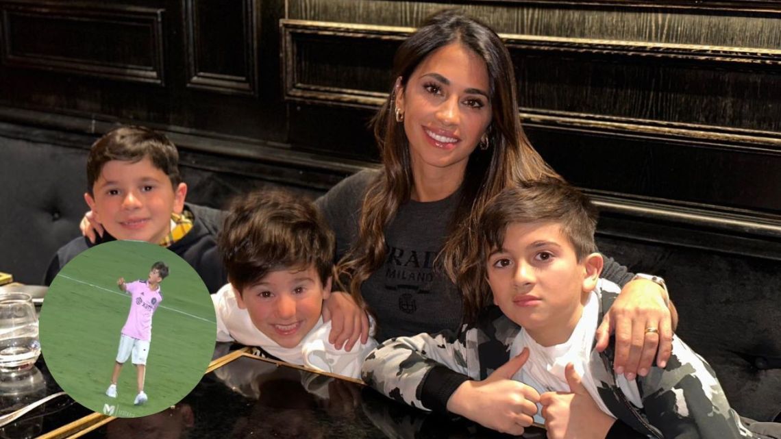 Thiago Messi se mostró muy cómodo ante una multitud en el estadio de ...