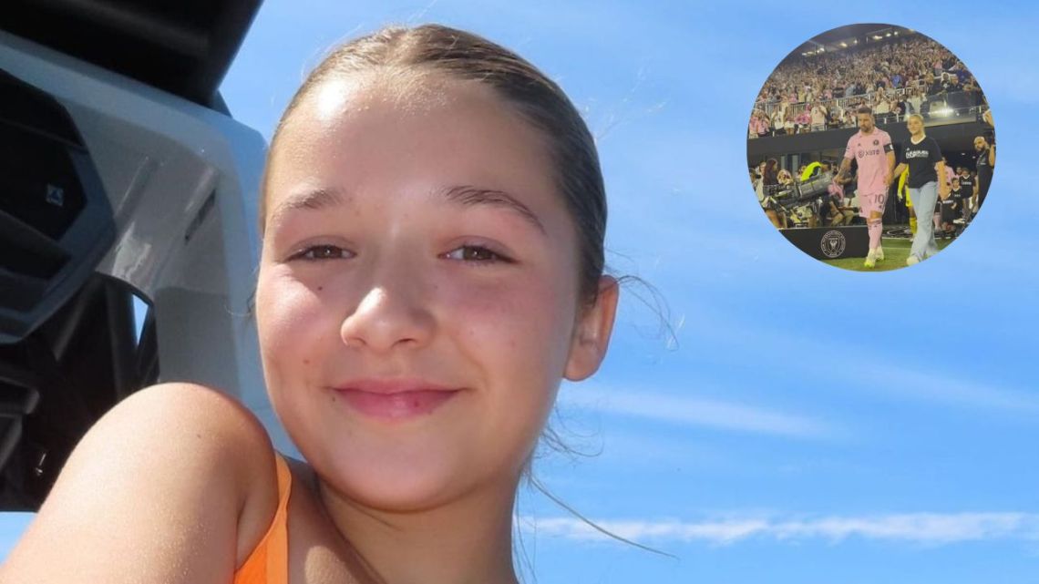 Sueño cumplido: Harper, la hija de Victoria y David Beckham acompañó a Lionel Messi al campo de ...