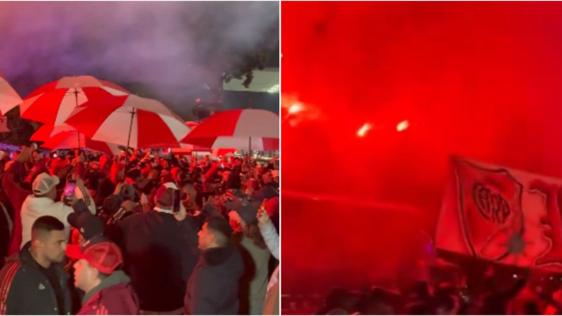Bombos, bengalas y pasión: los hinchas de River despidieron al plantel con un sorprendente ...