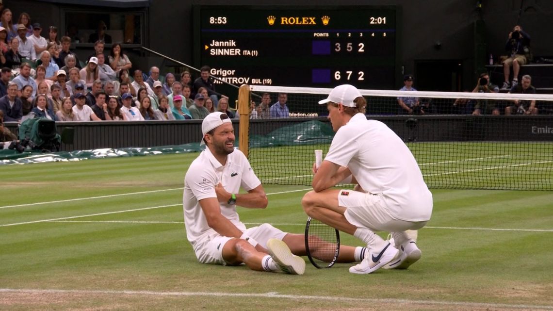 Grigor Dimitrov estaba eliminando a Jannik Sinner de Wimbledon y sufrió ...