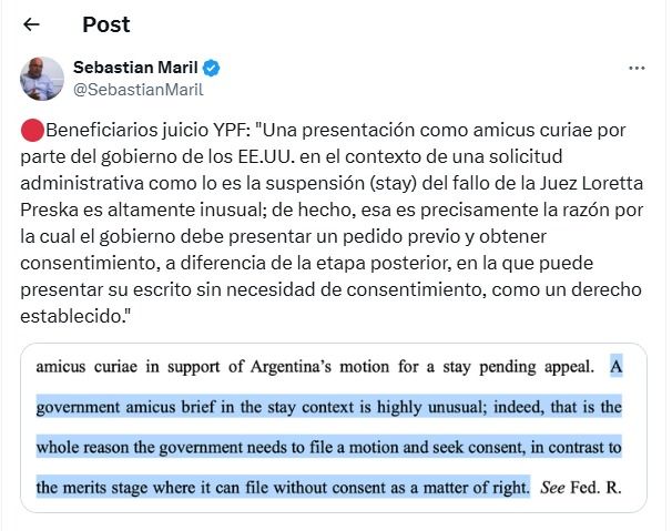 Fallo por el juicio de YPF: los beneficiarios cuestionaron el apoyo de EE.UU a la Argentina | Perfil