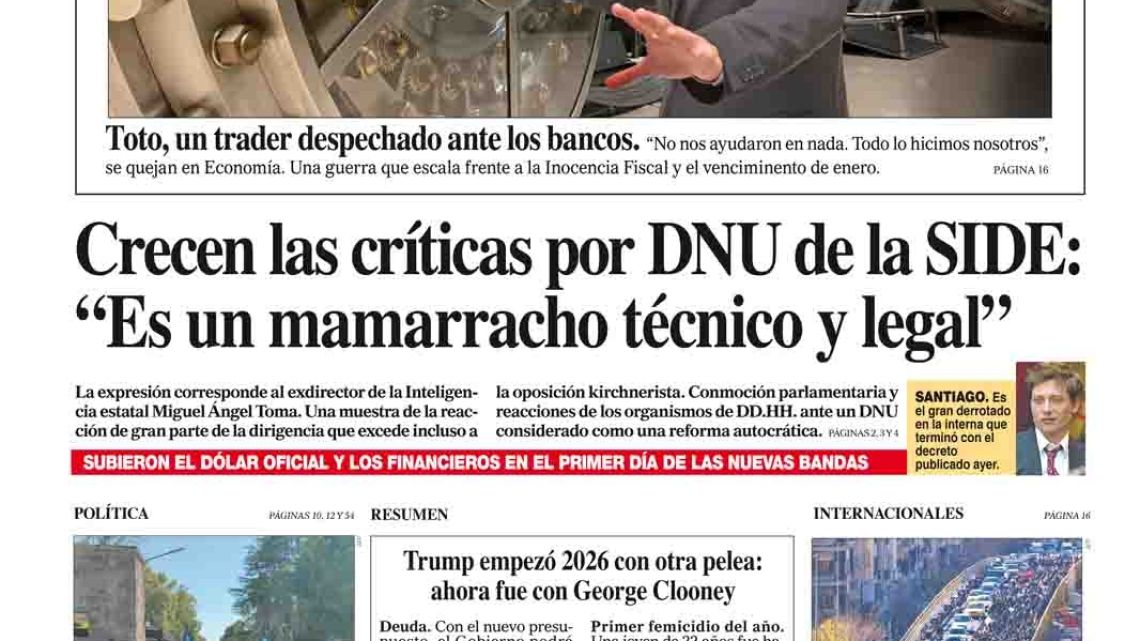 La tapa del Diario PERFIL del sábado 3 de enero de 2026 | Perfil